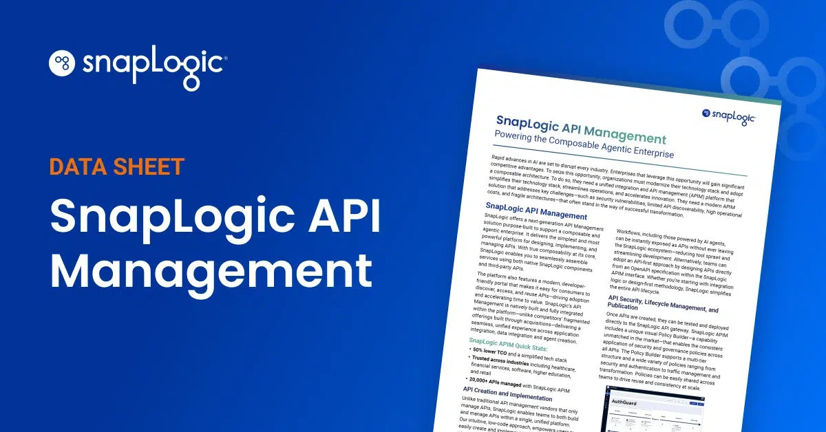SnapLogic API Management Data Sheet
