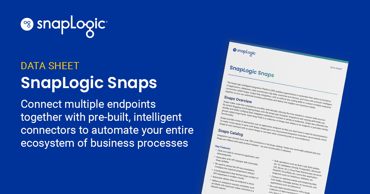 Snaps Overview Data Sheet | SnapLogic