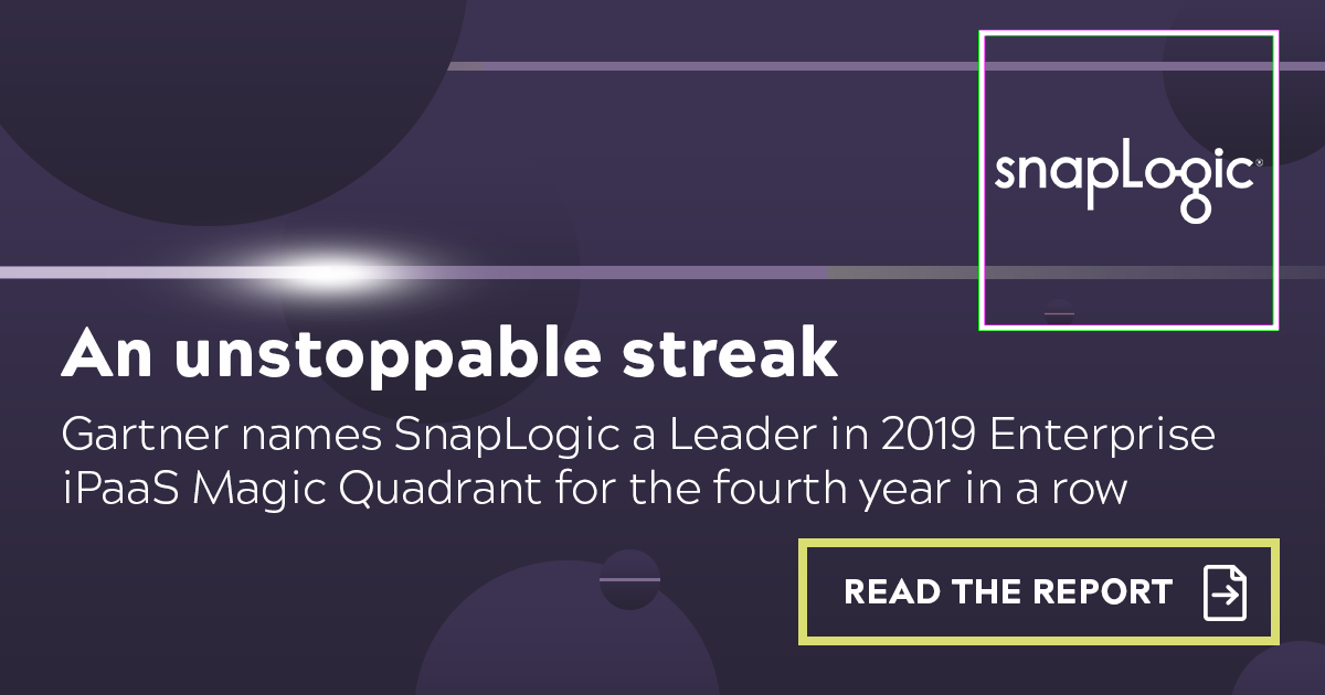 SnapLogic named a leader in the 2019 Gartner Magic Quadrant for ...