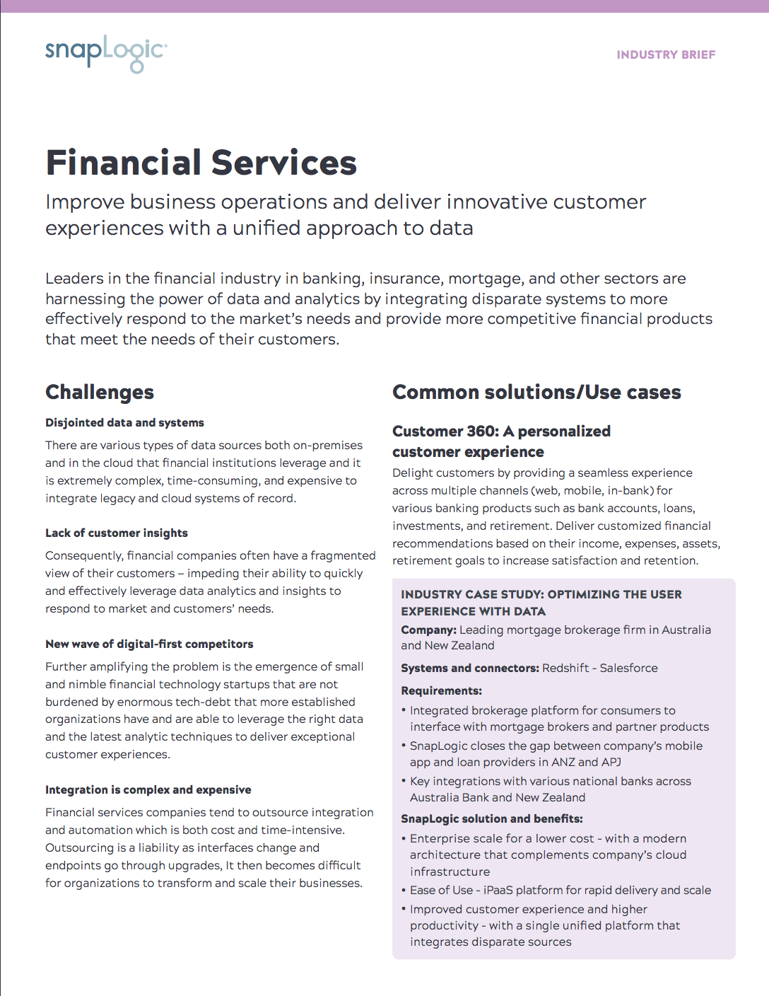 Optimize Financial Services Operations | SnapLogic