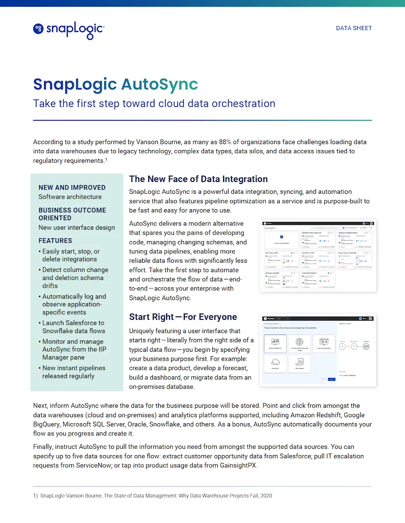 SnapLogic AutoSync Data Sheet
