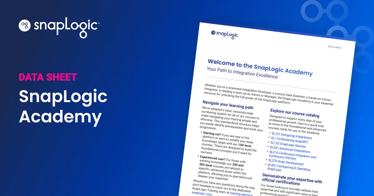 Fiche technique présentant l'Académie SnapLogic